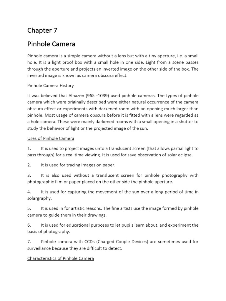 Chapter 7 - Pinhole Camera1 | PDF