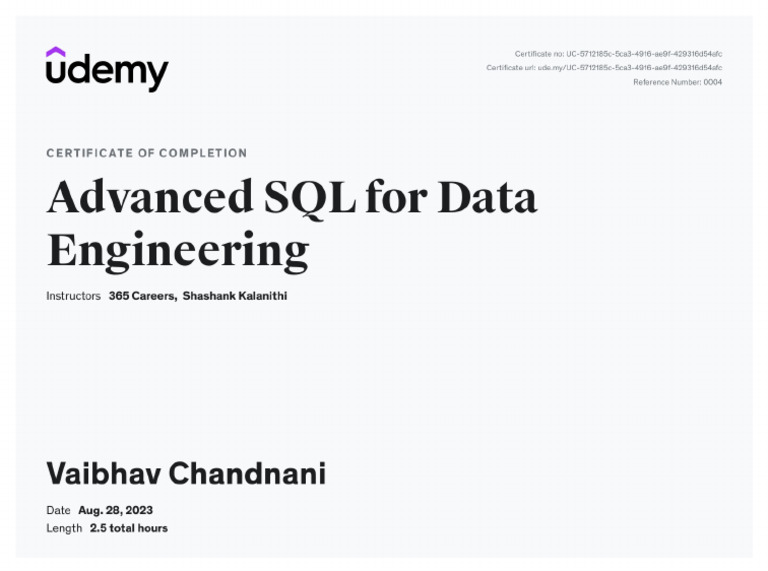 Advance Sql Certificate Pdf 