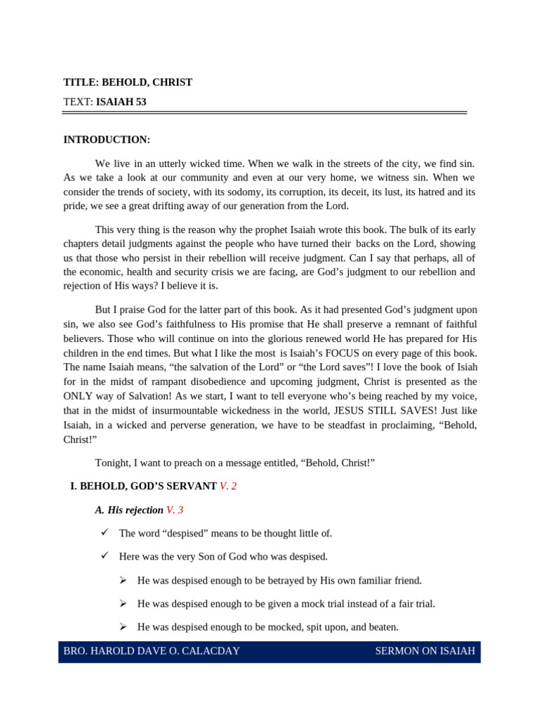 Behold, Christ | PDF