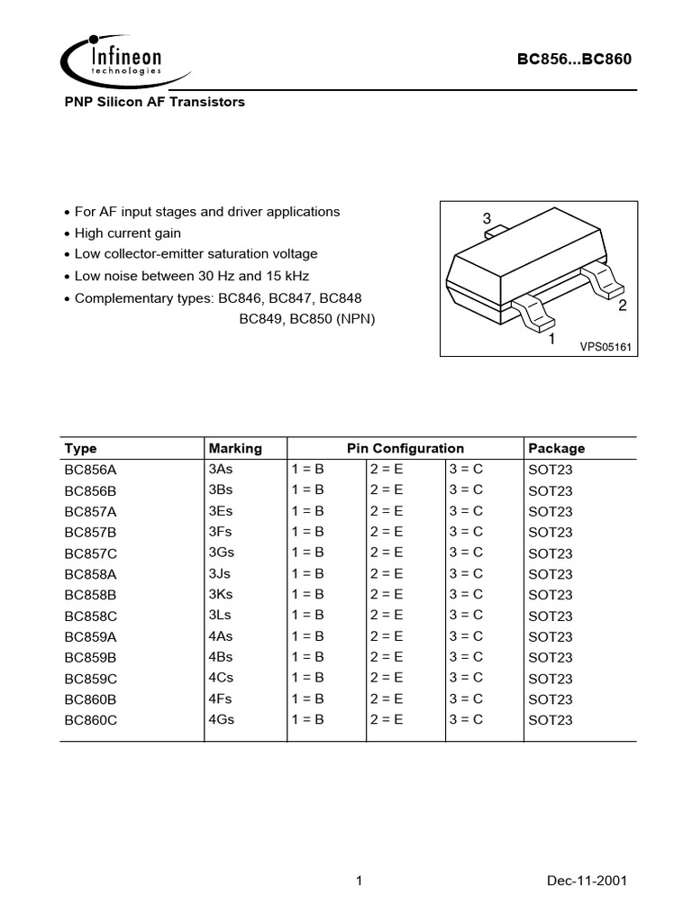 3as 4Gs bc856 bc860 - Infineon | PDF