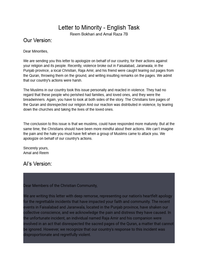 English Task - Letter | PDF