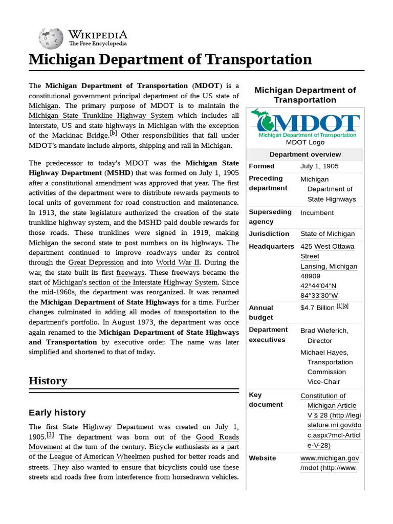 Michigan Department of Transportation | PDF