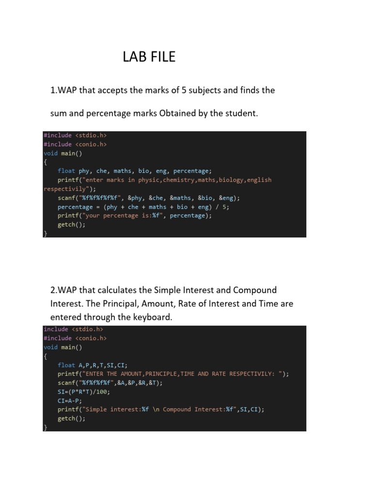 Lab File C | PDF | Computing | Computer Programming Lab File C | PDF | Computing | Computer Programming