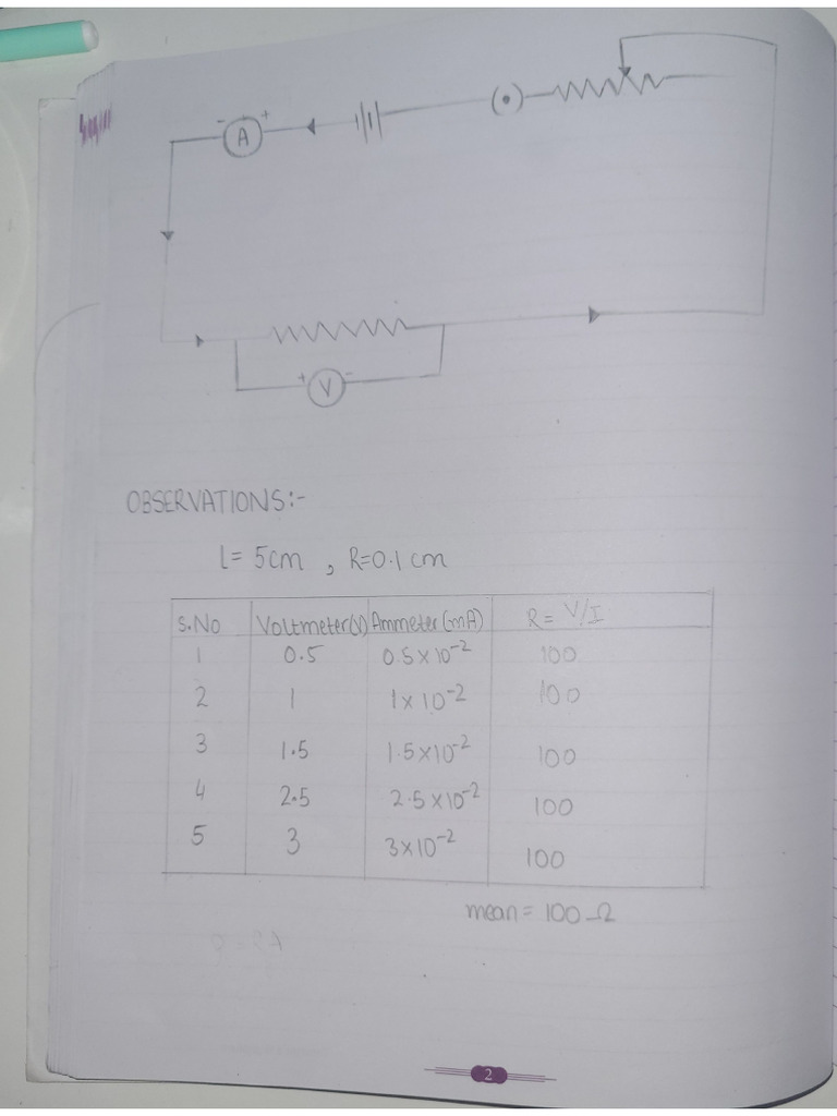 Experiment 1-To Determine Resistiof Vity of Two Wires by Plotting A Graph Between Potential and ...