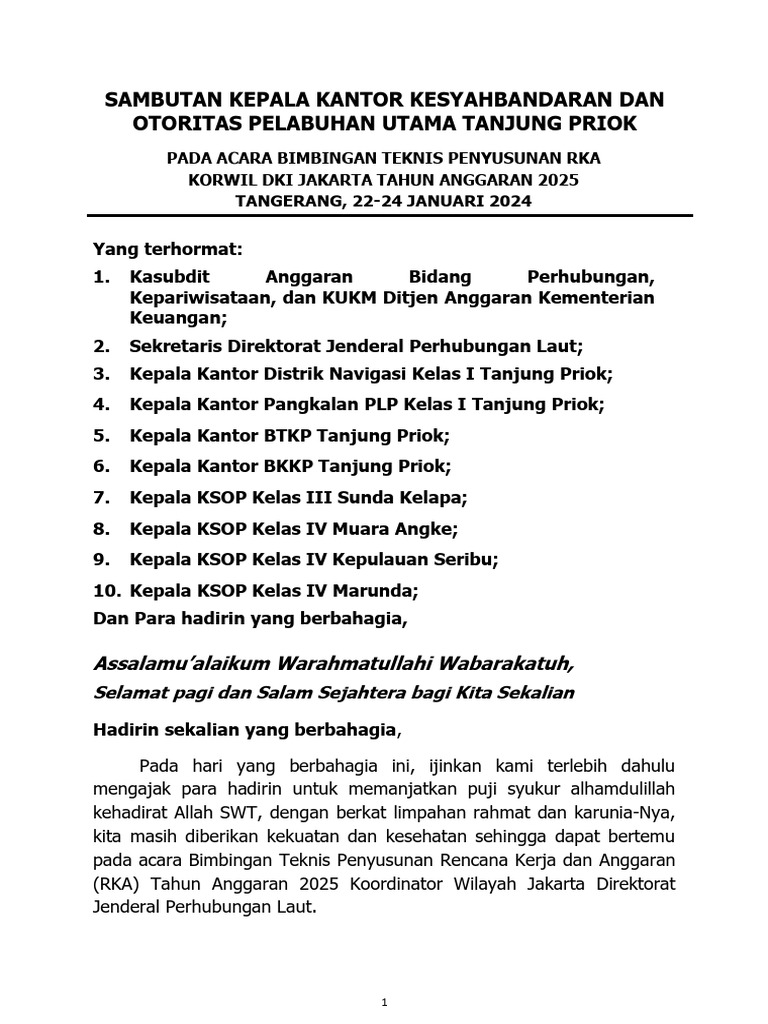 Sambutan Ksop Rkakl Korwil | PDF