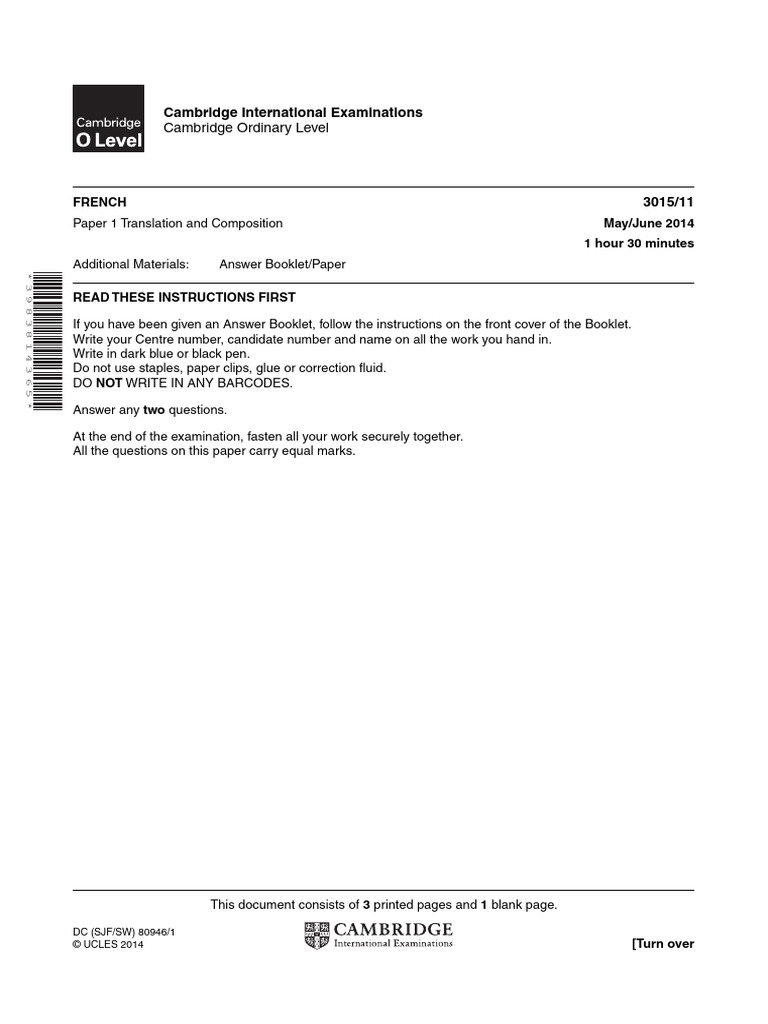 Cambridge Ordinary Level | PDF