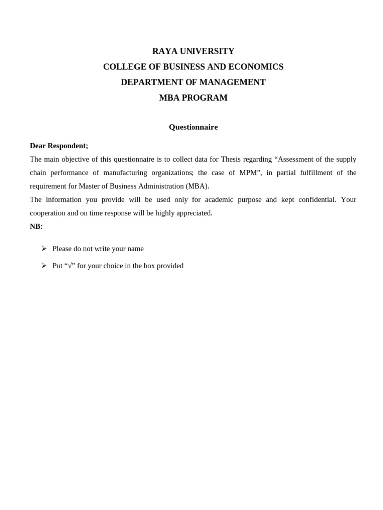 Questionary RAYA UNIVERSITY | PDF