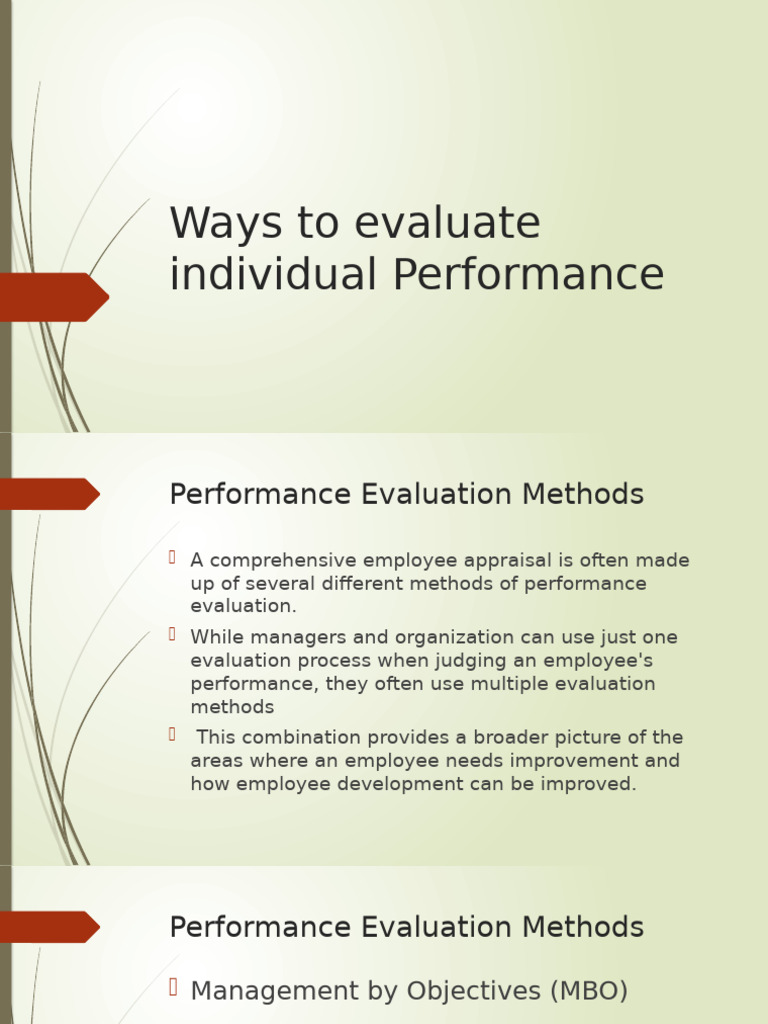 Ways To Evaluate Individual Performance | PDF