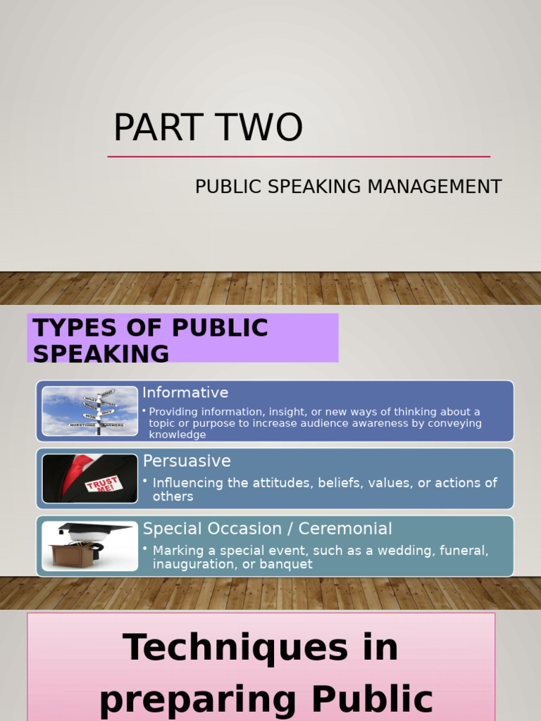Part 2 Public Speaking Management | PDF