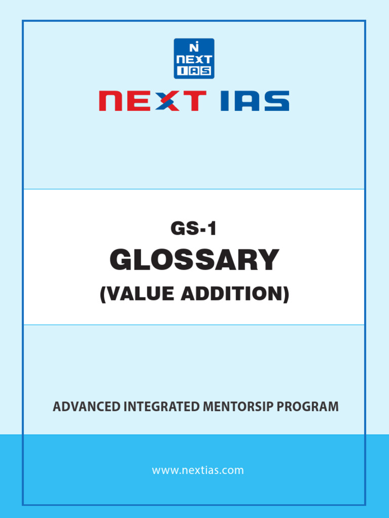 Next Ias Glossary GS 1 - 2 - 3 Cse 2024 | PDF