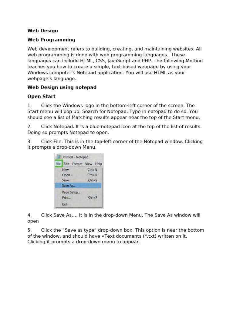 Web Design Using Notepad-1 | PDF