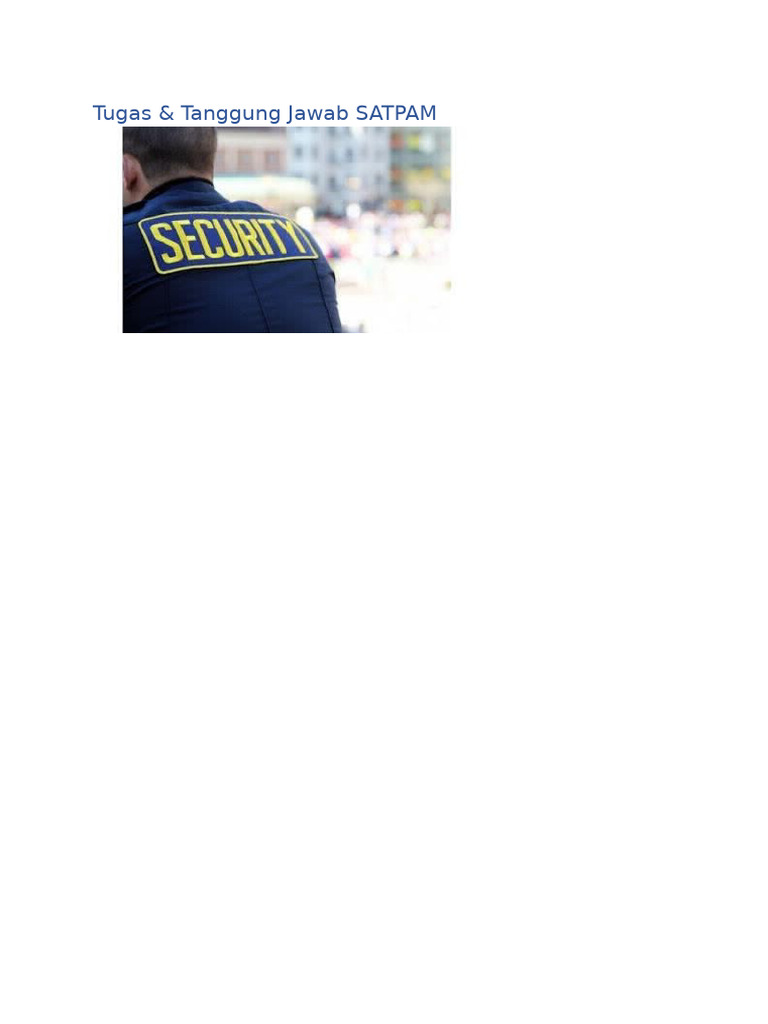 Tugas Dan Kewajiban Satpam | PDF