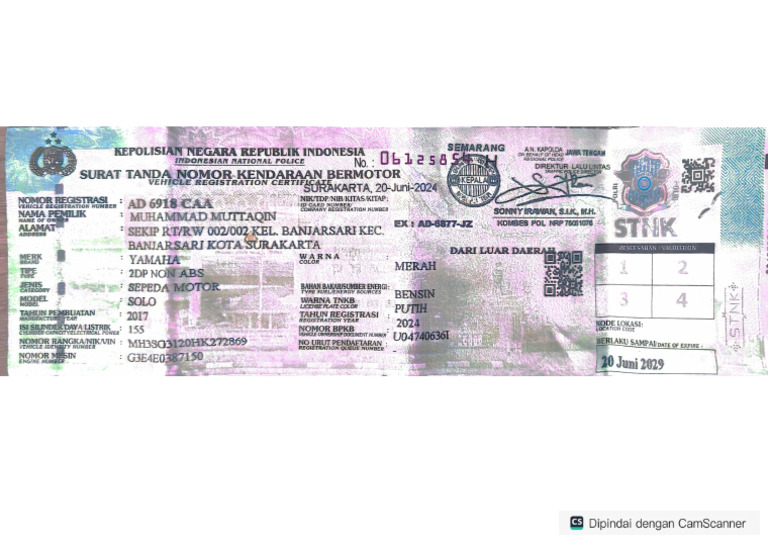 Scan STNK Nmax | PDF