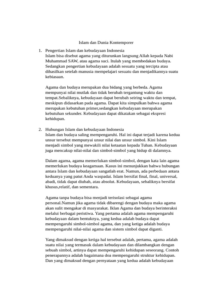 Islam Dan Dunia Kontemporer | PDF