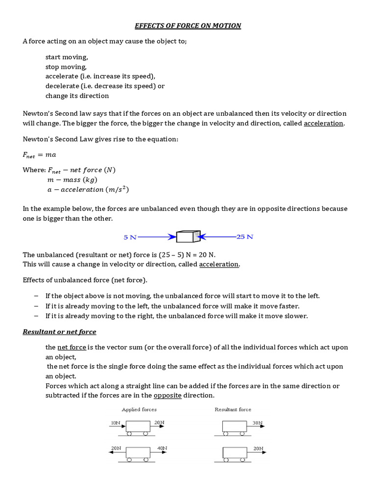 Effects of Force On Motion-Double | PDF