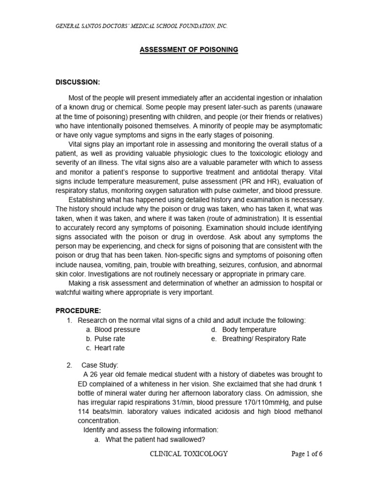 1 Assessment of Poisoning | PDF