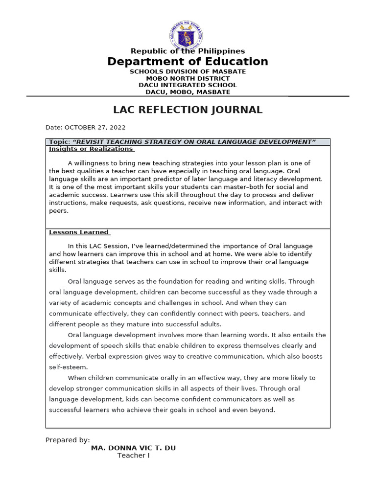 Lac Reflection Journal | PDF