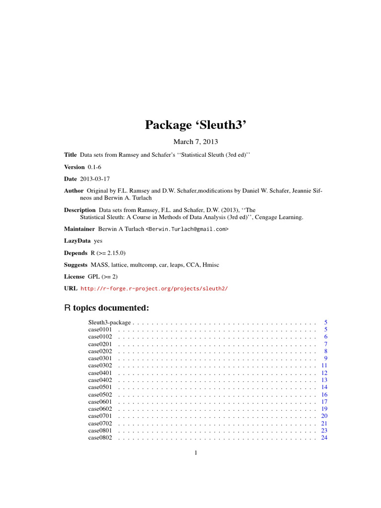 Sleuth 3 Rmanual | PDF
