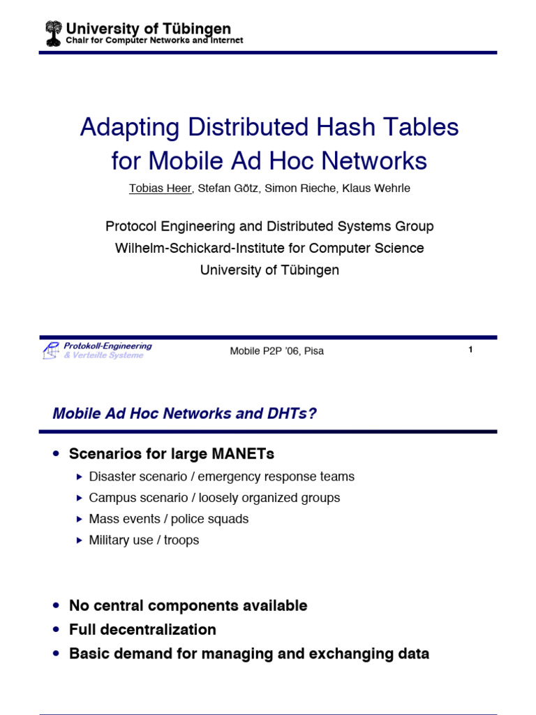 Adapting Distributed Hash Tables For Mobile Ad Hoc Networks | PDF