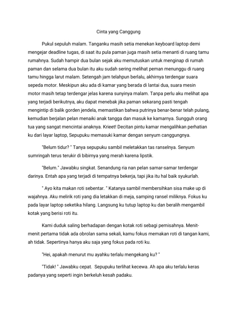 Cerpen - Cinta Yang Canggung | PDF