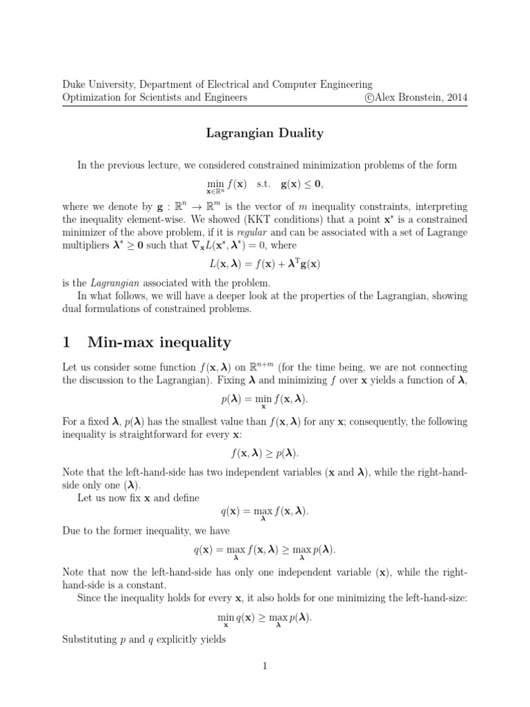 Lagrangian Duality | PDF