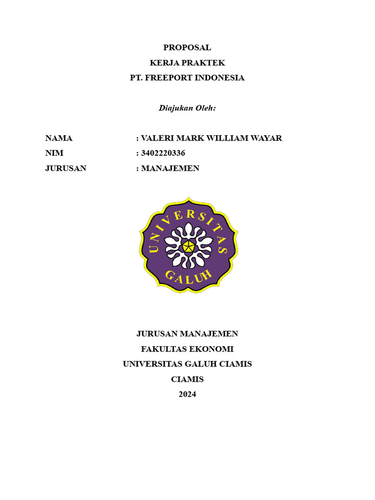 PROPOSAL MAGANG PT FREEPORT INDONESIA | PDF