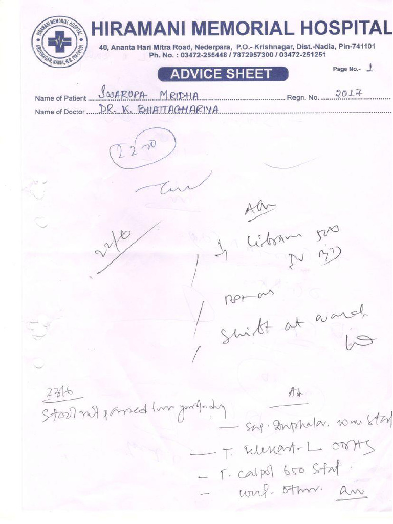 Treatment Sheet | PDF