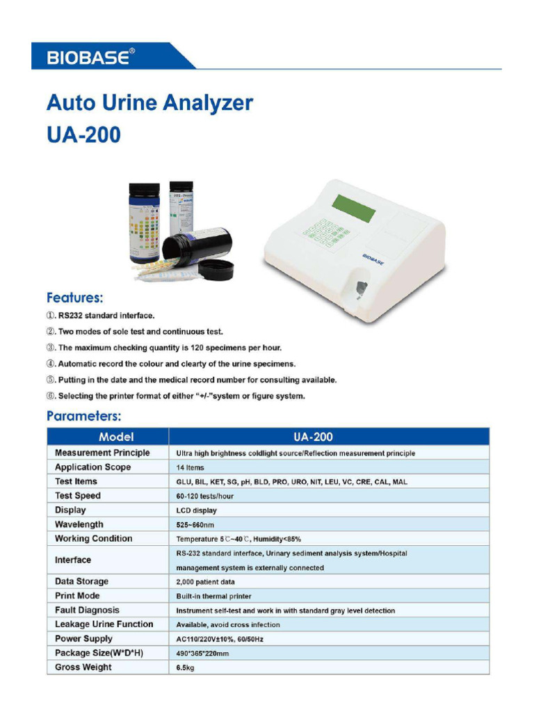 Auto-Urine-Analyzer UA-200 | PDF