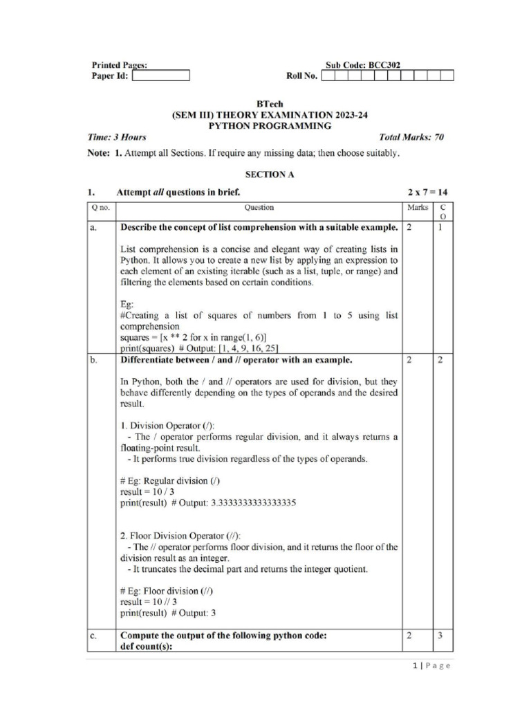 Solution Python 2023-24 Odd Sem | PDF