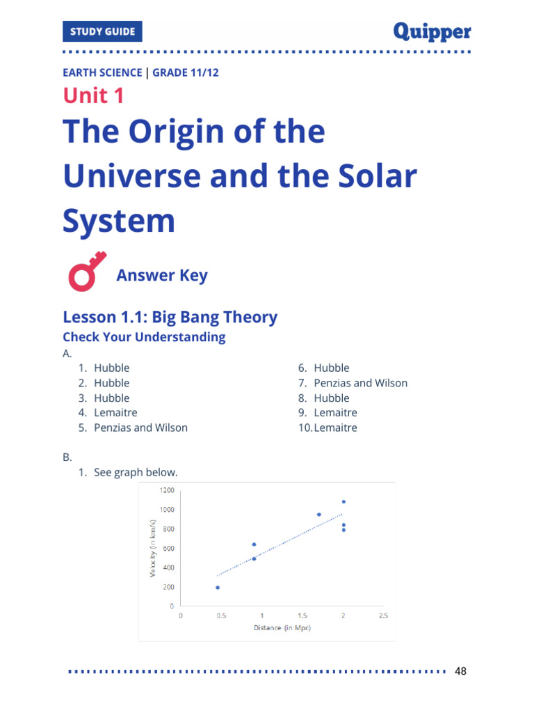 Earth Science SHS Unit 1 The Origin of The Universe and The Solar ...