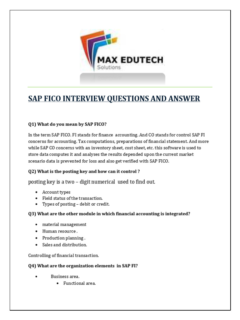 Sap Fico Interview Questions and Answer | PDF