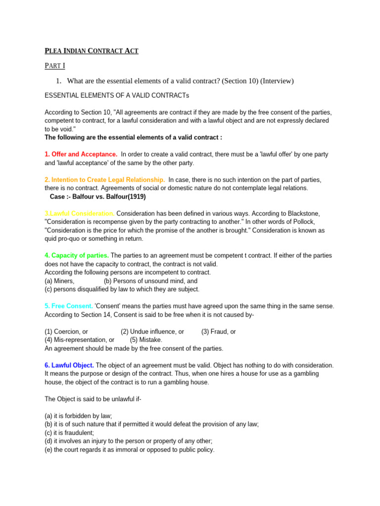 Basics of Contracts, Property Etc. | PDF