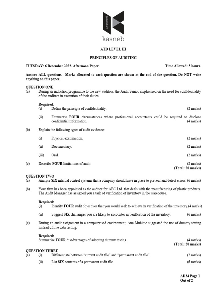 AD34 Principles of Auditing | PDF