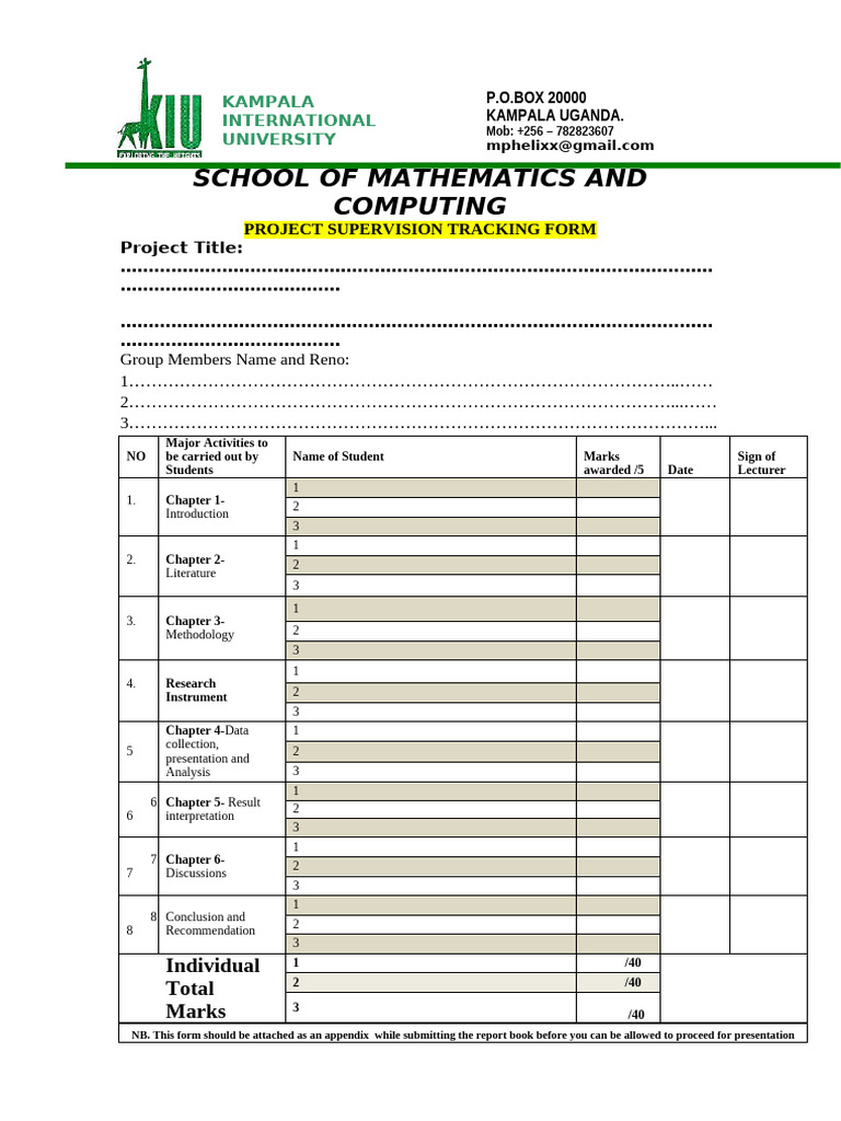 Supervisors Tracking Form BSTAT | PDF