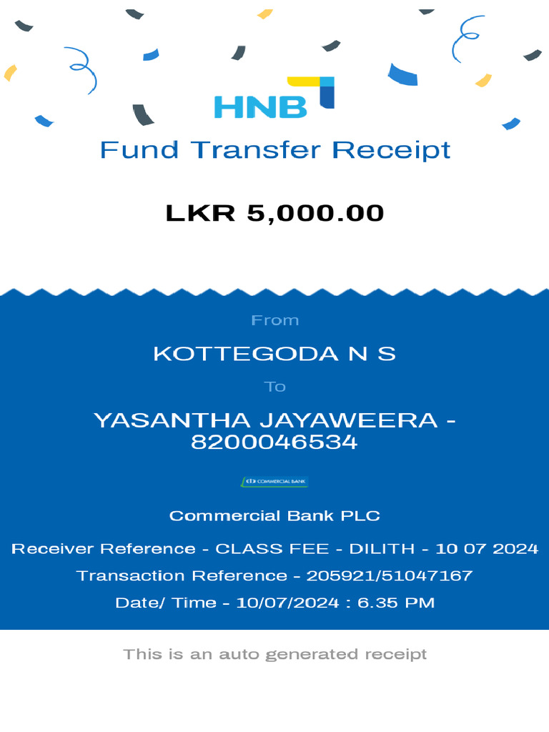 HNB DL Receipt 20240710 183611 | PDF