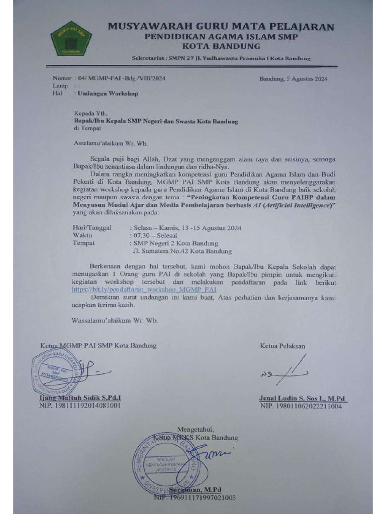 Surat Undangan Workshop | PDF