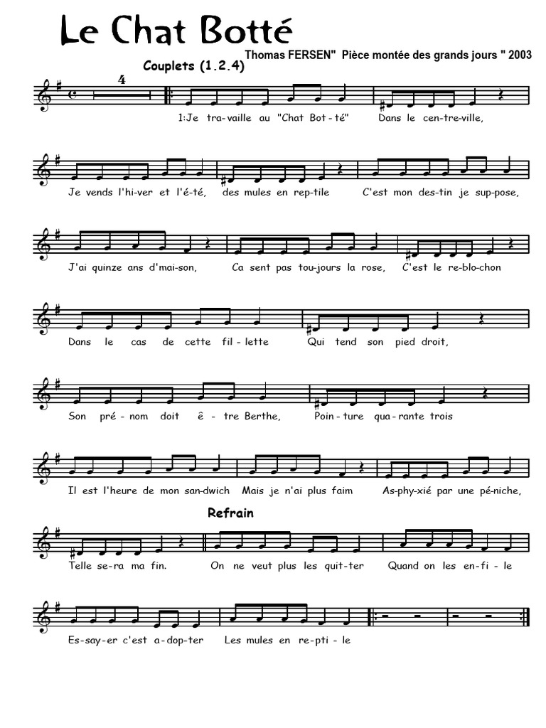 Le Chat Bott - Thomas FERSEN - MUS | PDF