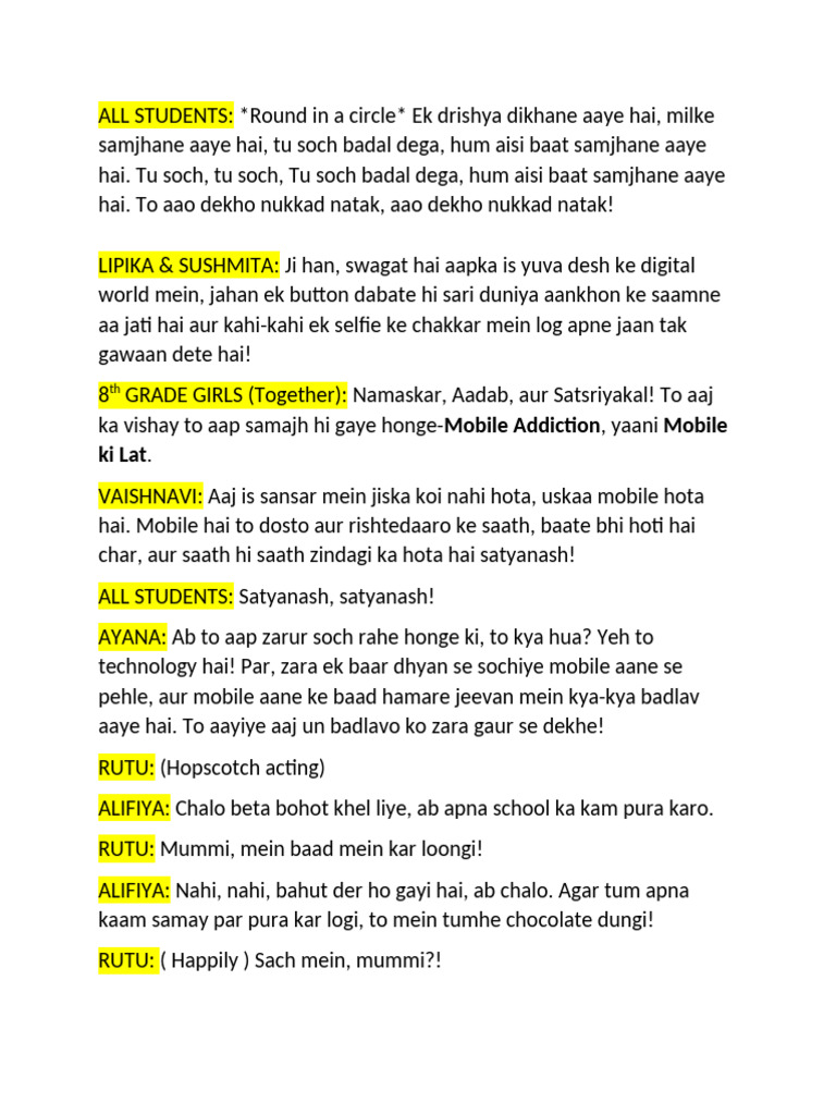 Nukkad Natak Script Draft | PDF