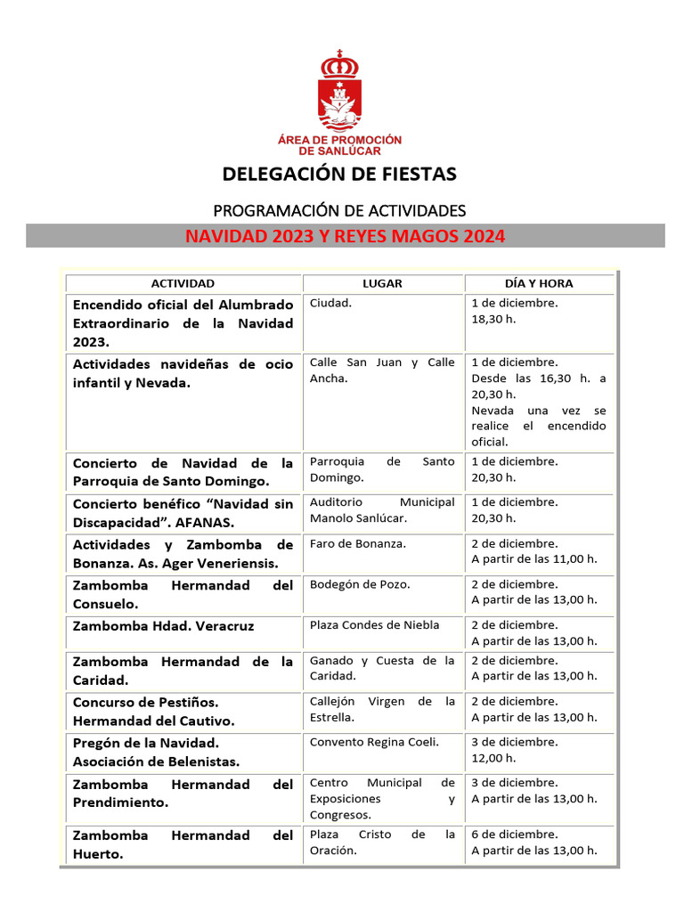 Programa Navidad 2023 y RRMM 2024 | PDF