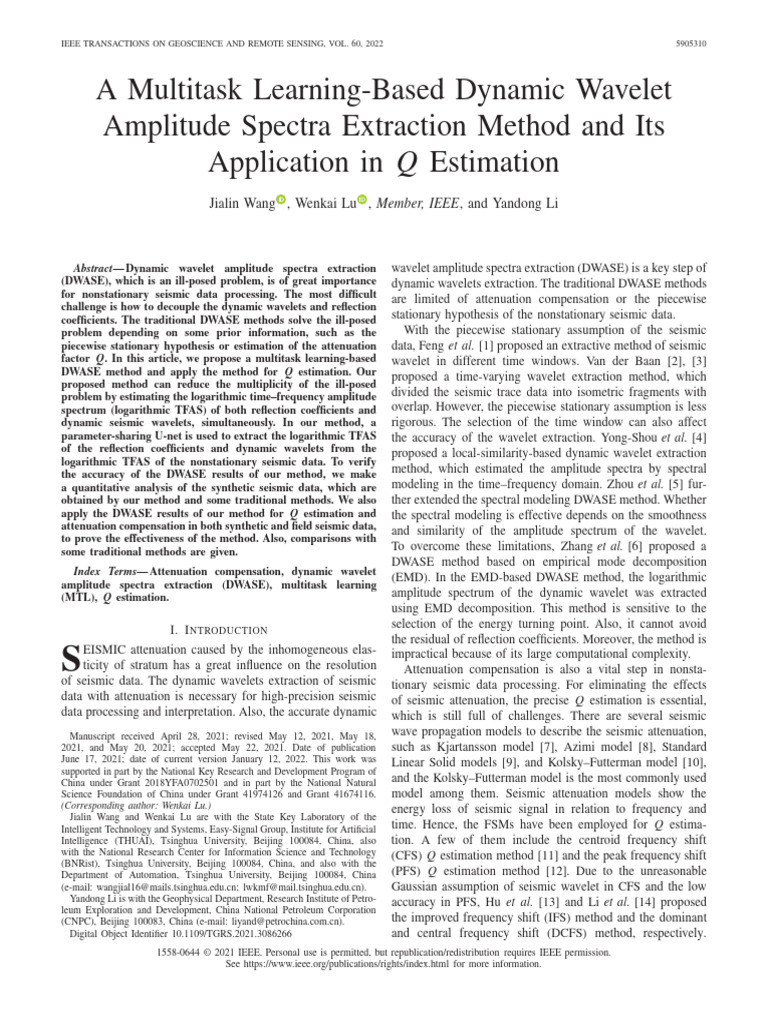 A Multitask Learning-Based Dynamic Wavelet Amplitude Spectra Extraction Method and Its ...