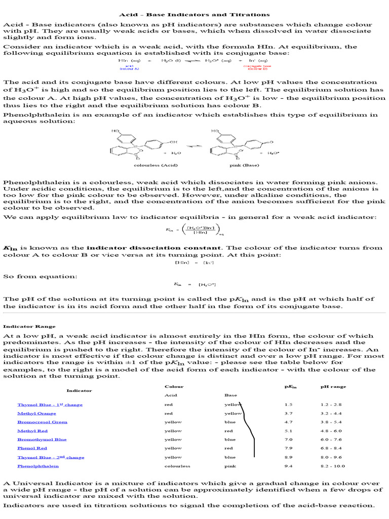 Acid Base Indicators | PDF