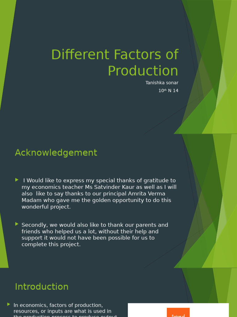 Different Factors of Production | PDF | Entrepreneurship | Factors Of ...