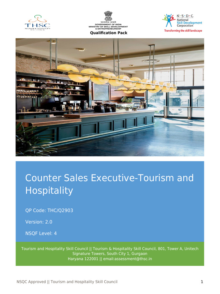 Counter Sales Executive - Tourism and Hospitality - THC - Q2903 - v2.0 ...