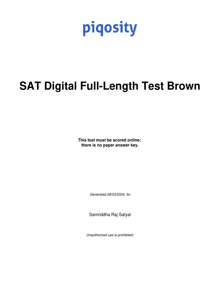 Sat Digital Full Length Test Brown | PDF