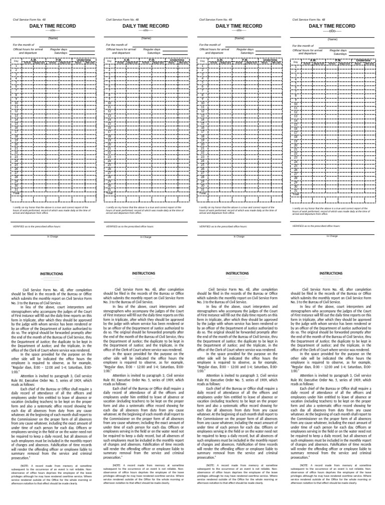 DTR Blank Template | PDF