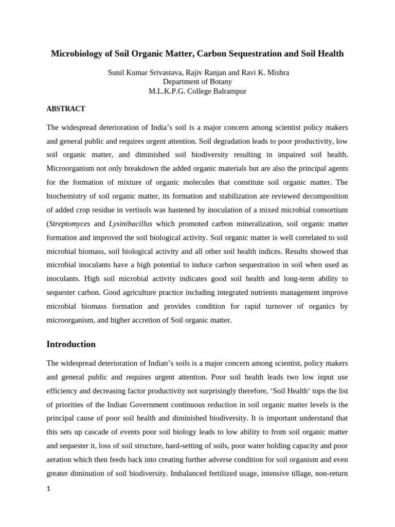 Microbiology of Soil Organic Matter | PDF | Soil | Organic Matter