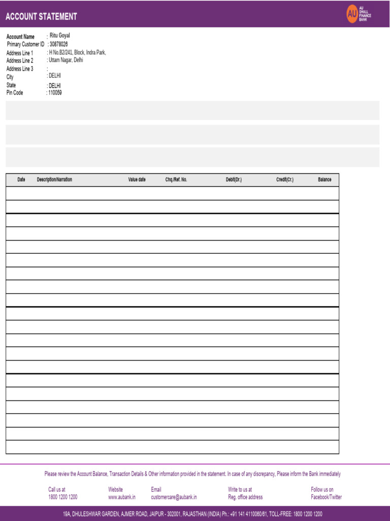 Bank Statement | PDF | Debits And Credits | Banking