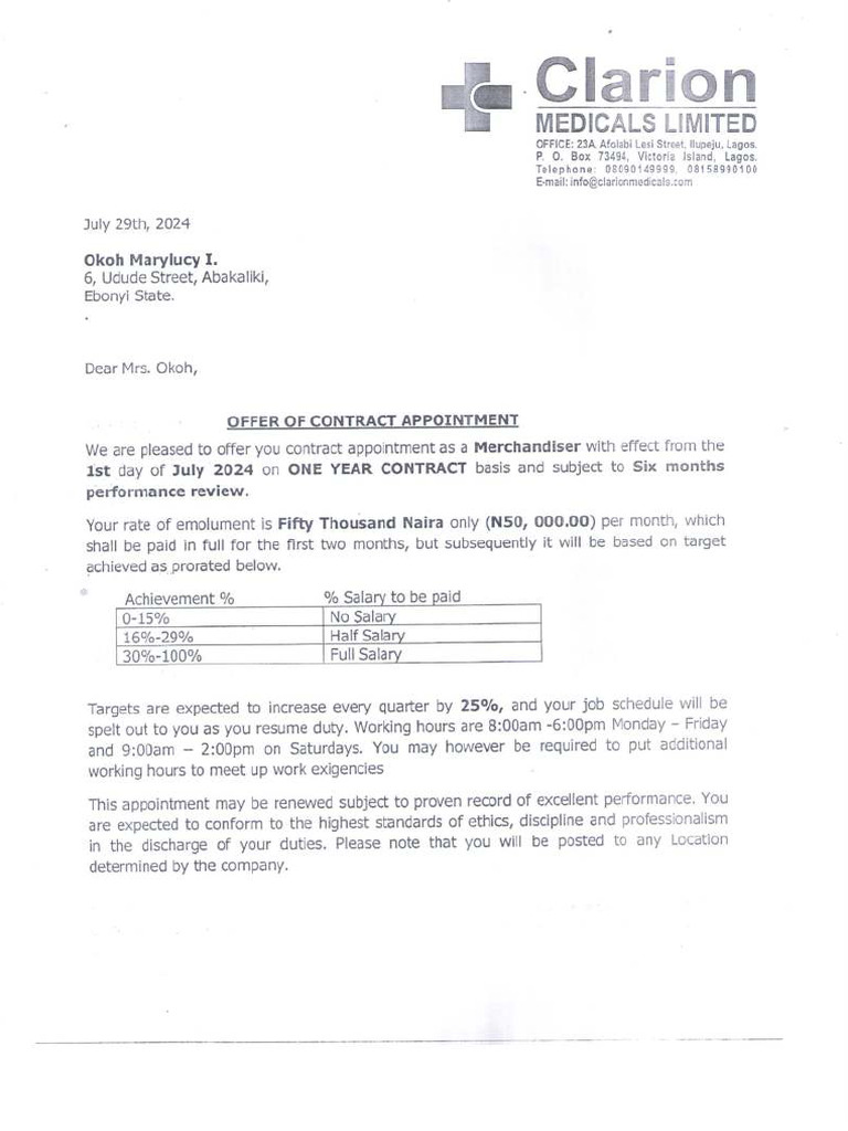 Offer of Contract | PDF