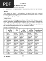 Transformation of Sentences Class 11 | PDF | Verb | Subject (Grammar)