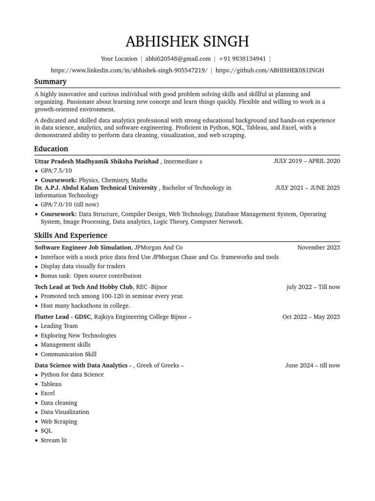 RenderCV EngineeringResumes Theme | PDF